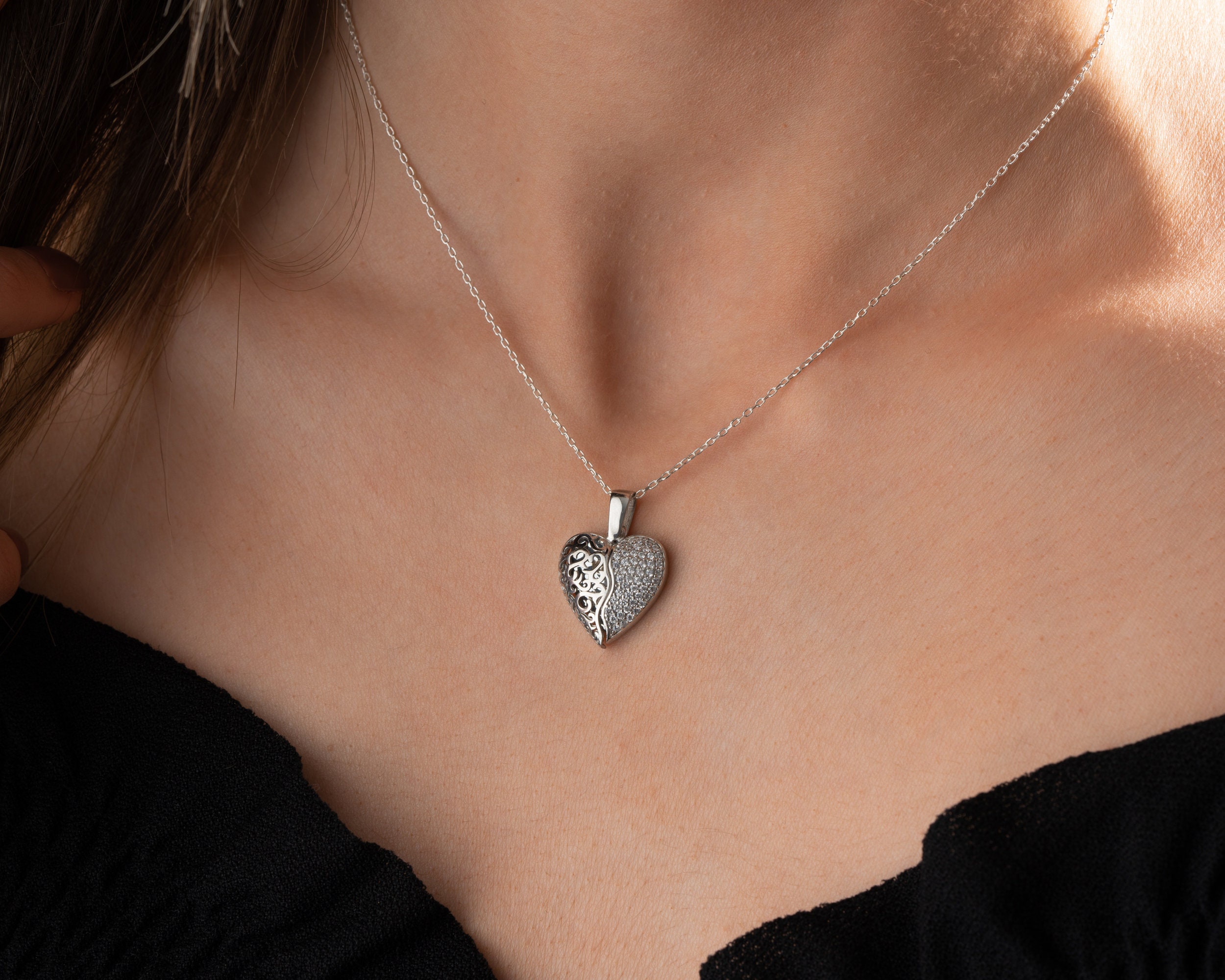 Angel Wings Heart Necklace, Guardian Angel Opening Wings, Name Necklace ...