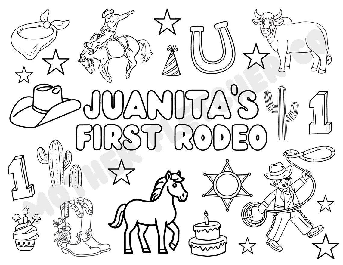 First Rodeo Coloring Sheet - Etsy