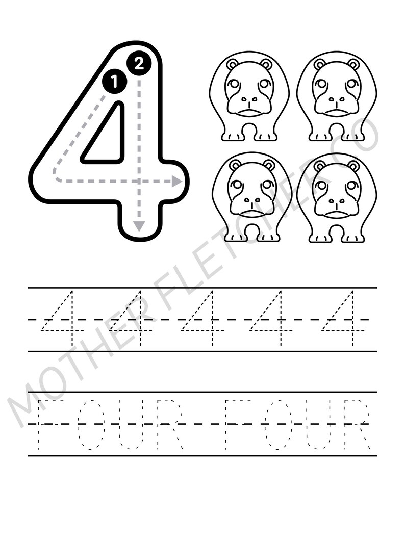 Number Tracing Sheets - Zoo Animals - Etsy
