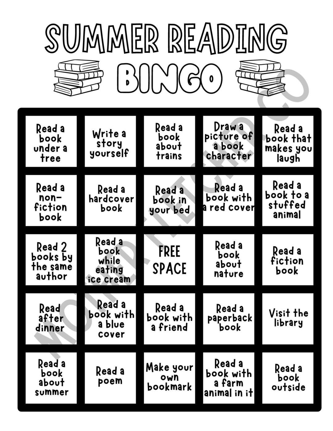 Summer Reading Bingo (kindergarten/first Grade) - Etsy