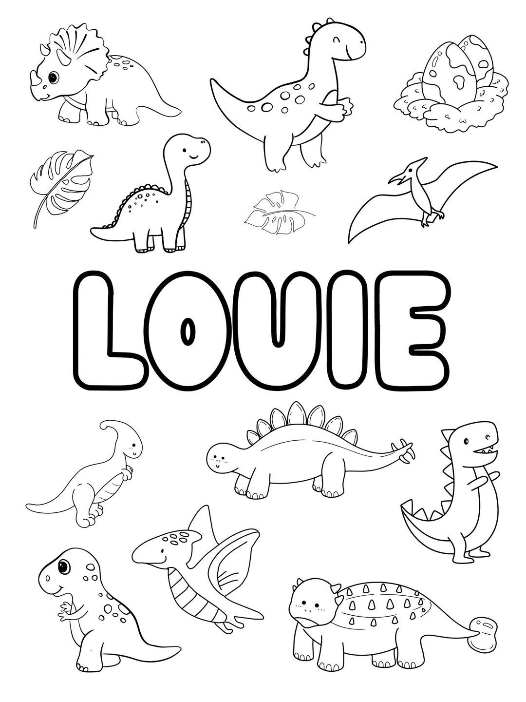 Dinosaur Custom Coloring Sheet - Etsy