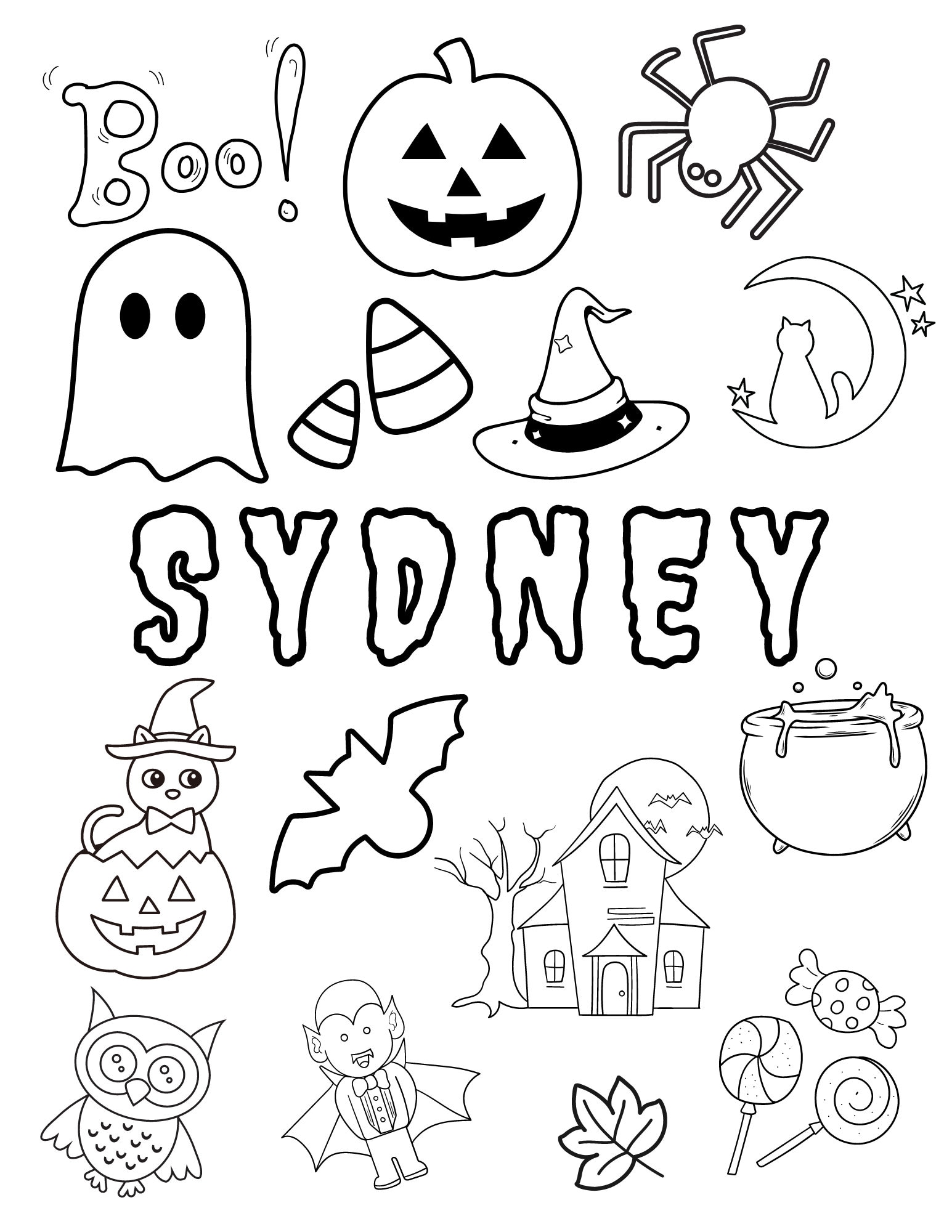 Personalized Halloween Coloring Sheet - Etsy