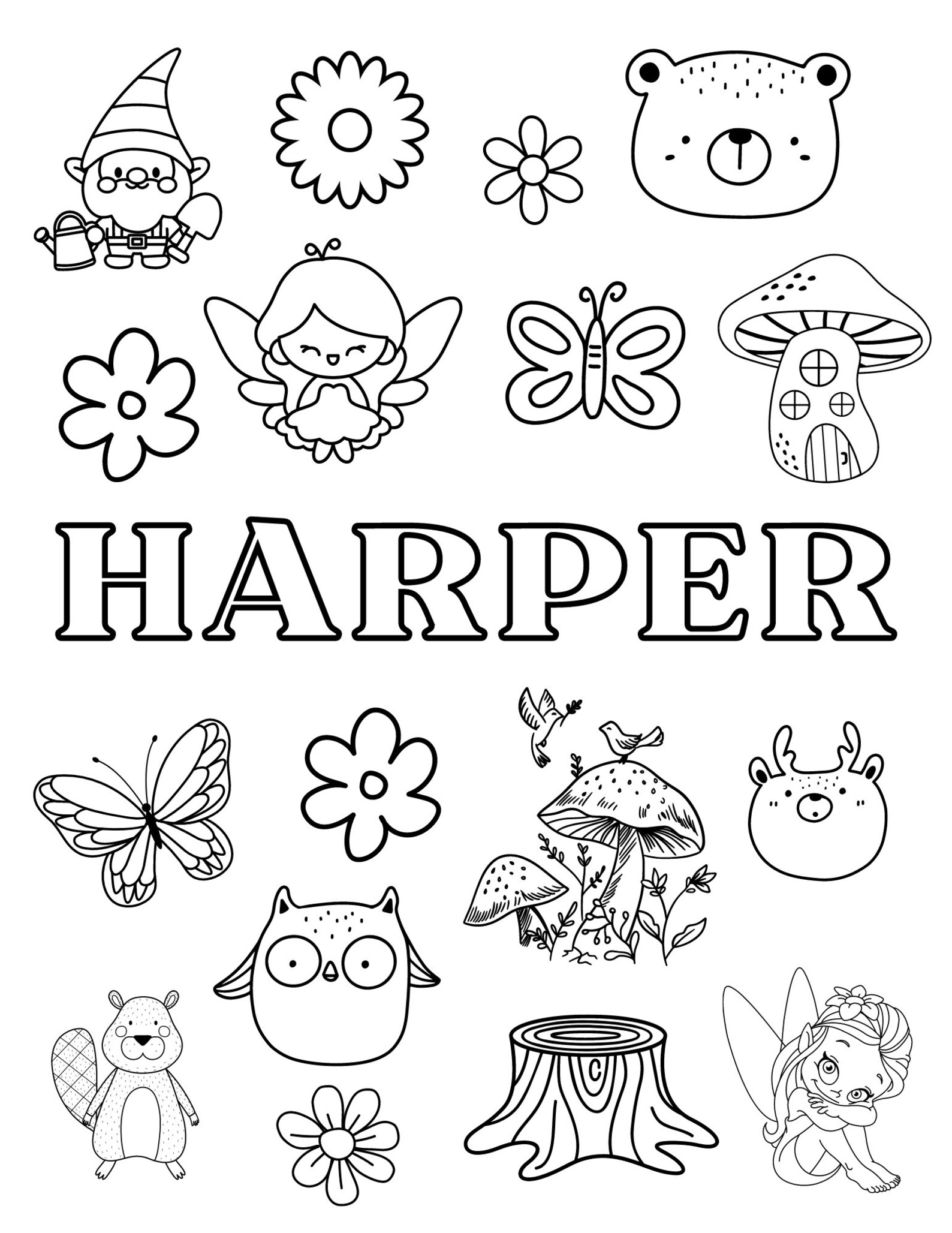 Custom Woodland Coloring Sheet - Etsy