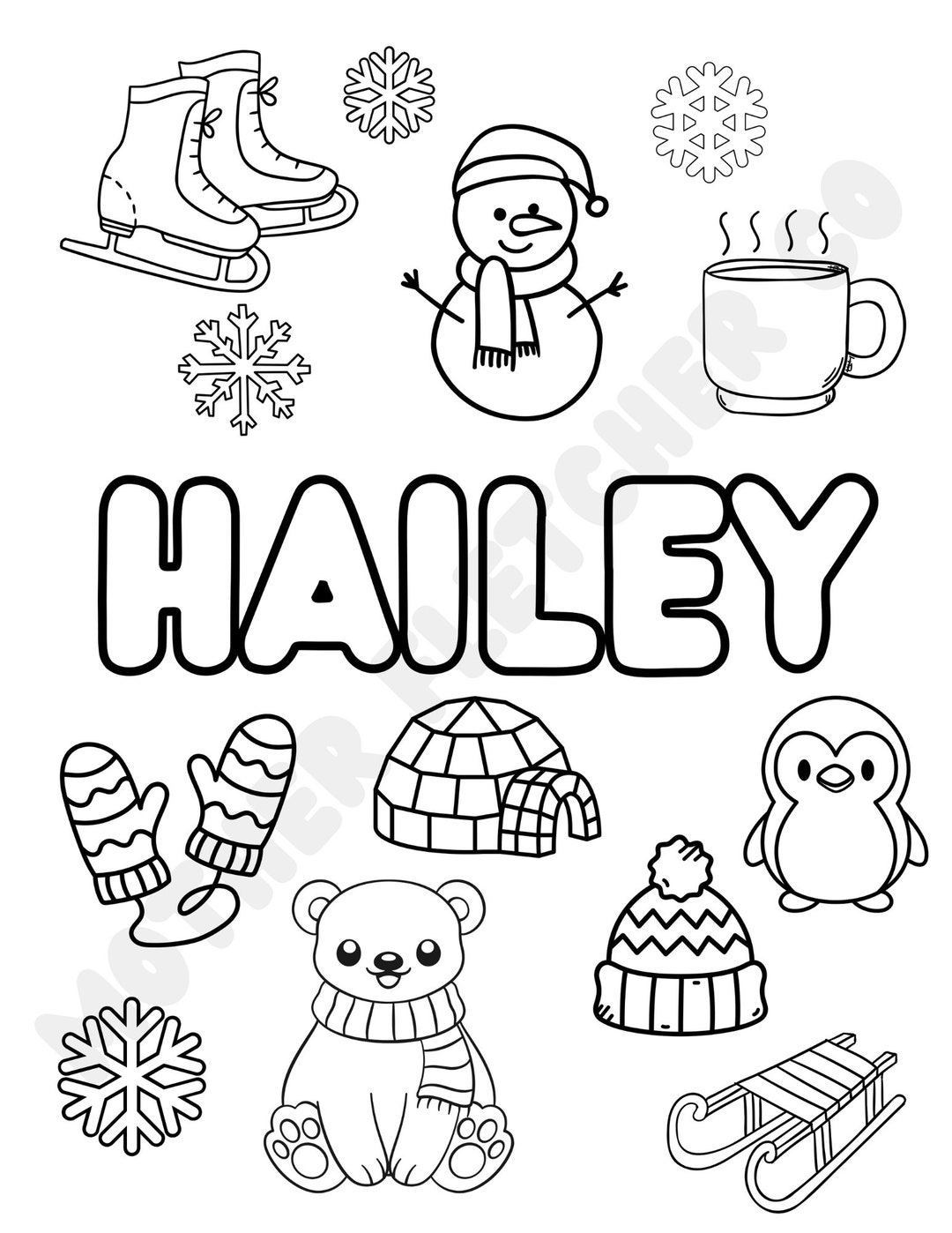 Winter Custom Coloring Sheet - Etsy