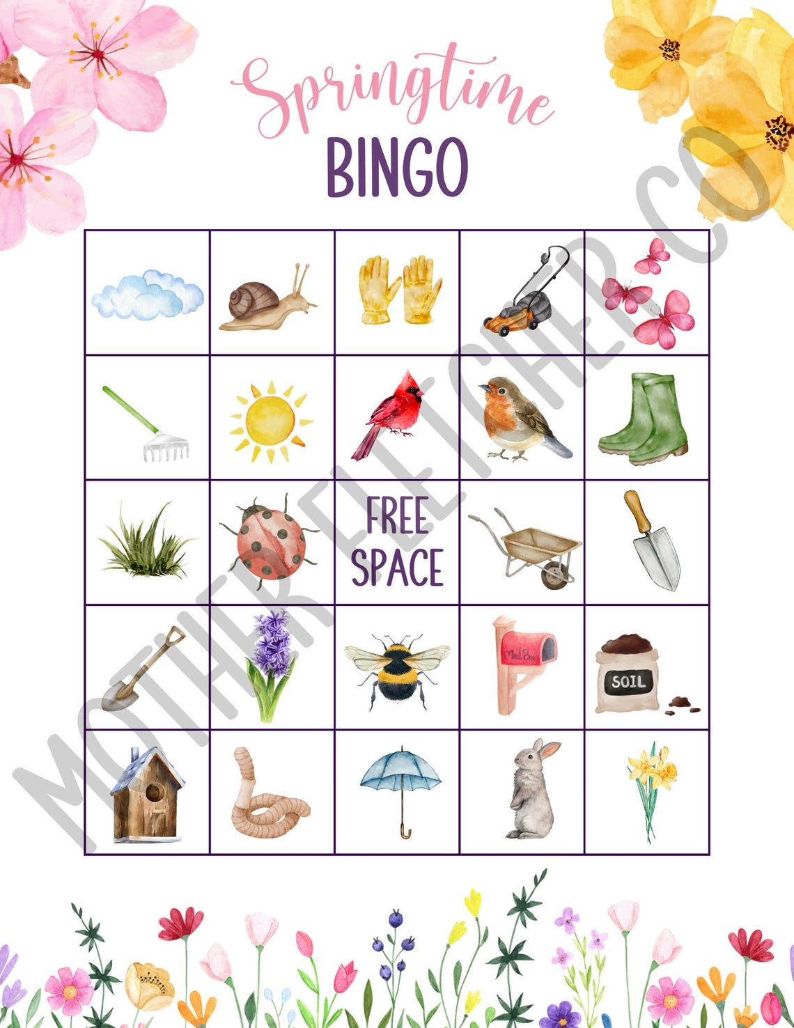 Springtime Bingo Cards - Etsy
