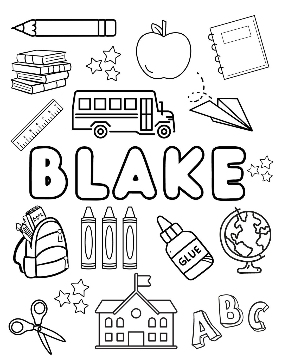 Back to School Coloring Sheet - Etsy