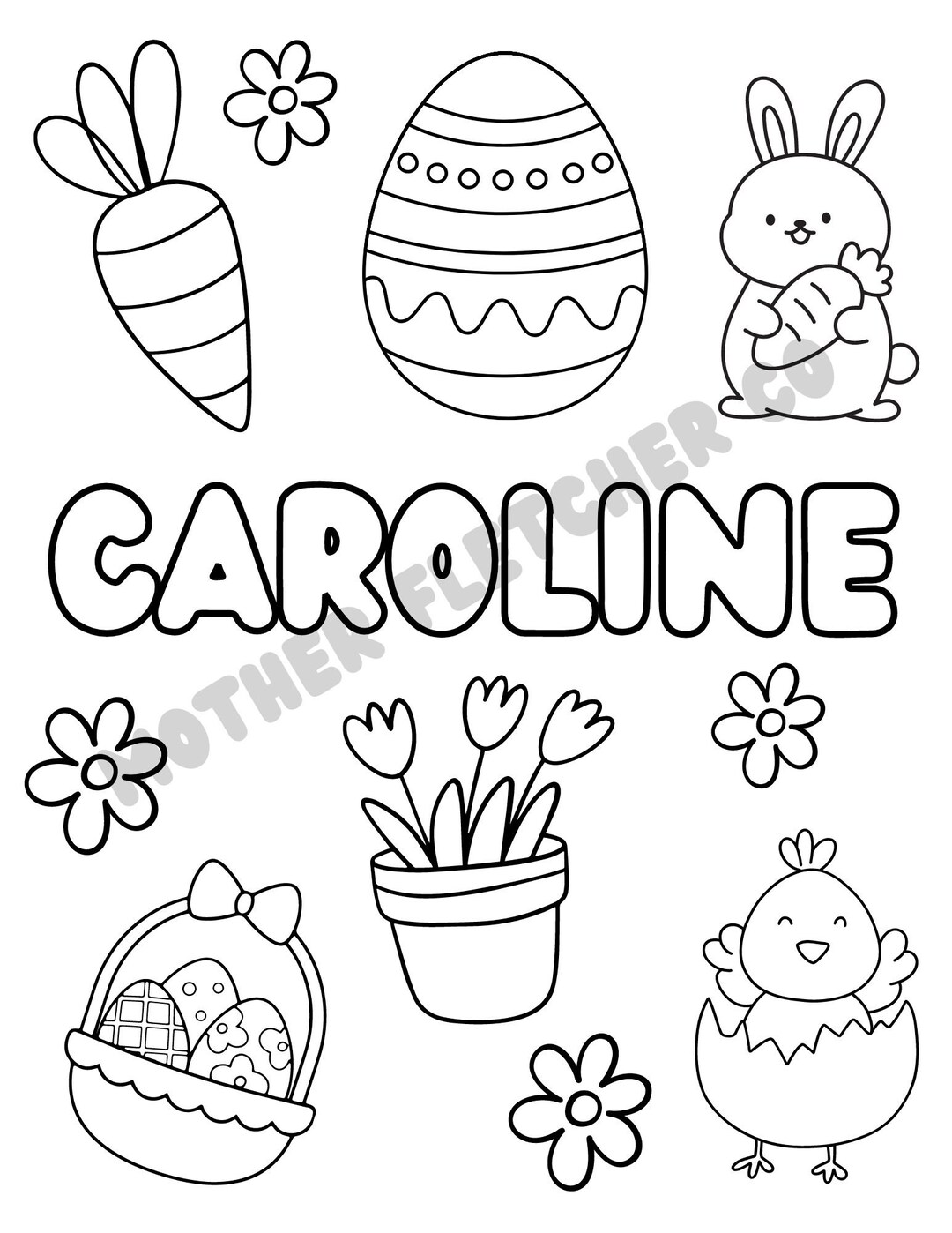 Personalized Easter Printable Coloring Page - Etsy
