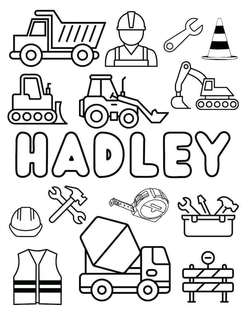 Construction Coloring Sheet - Etsy