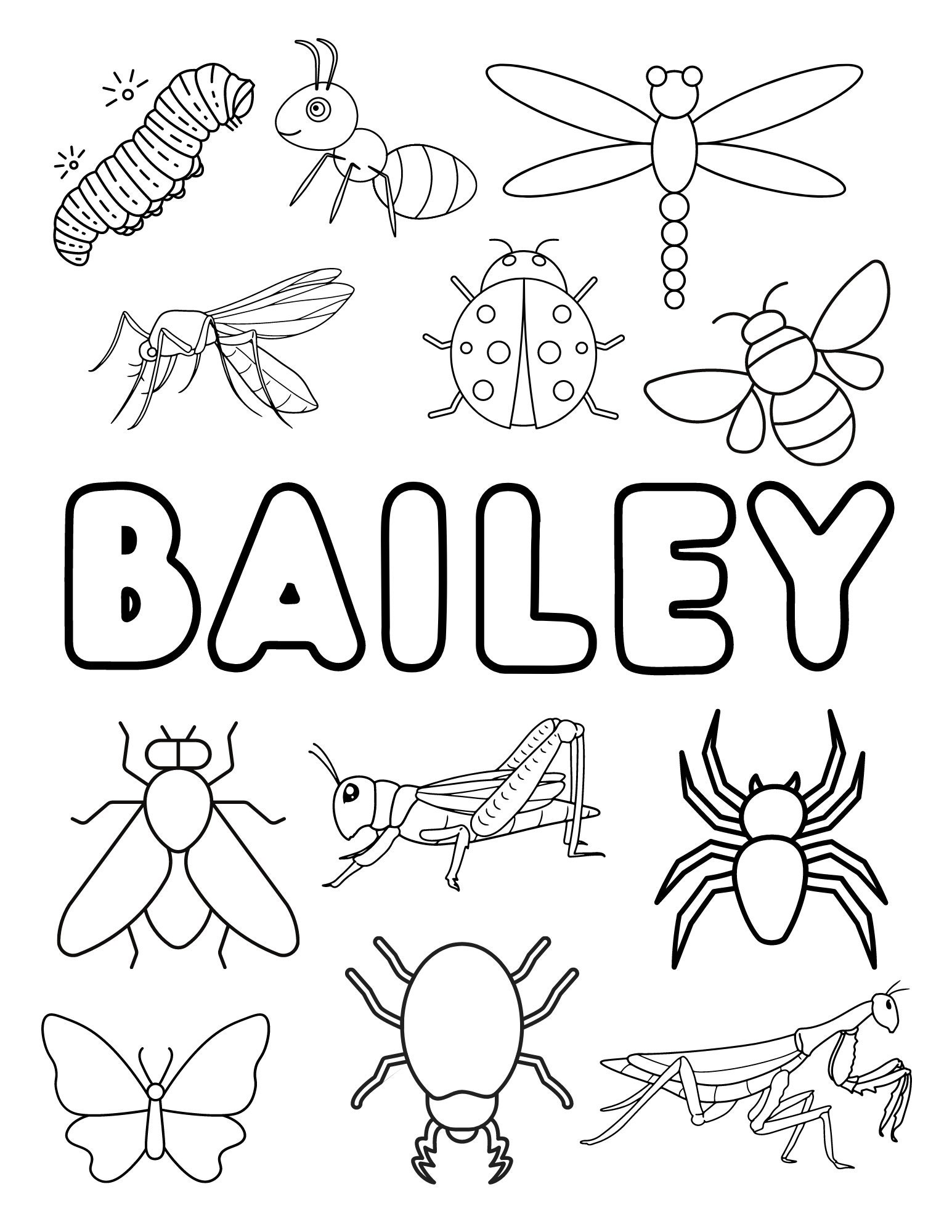 Personalized Bug Coloring Sheet - Etsy
