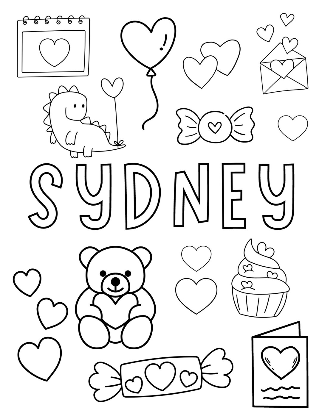 Valentine's Day Coloring Sheet (personalized) - Etsy
