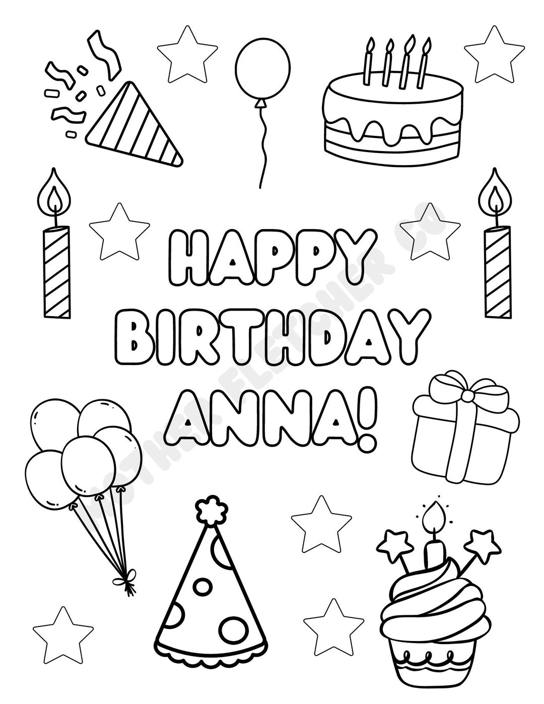 Custom Birthday Coloring Sheet - Etsy