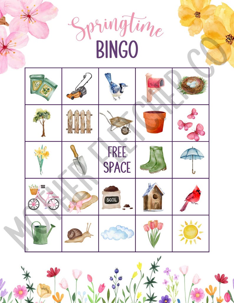Springtime Bingo Cards - Etsy