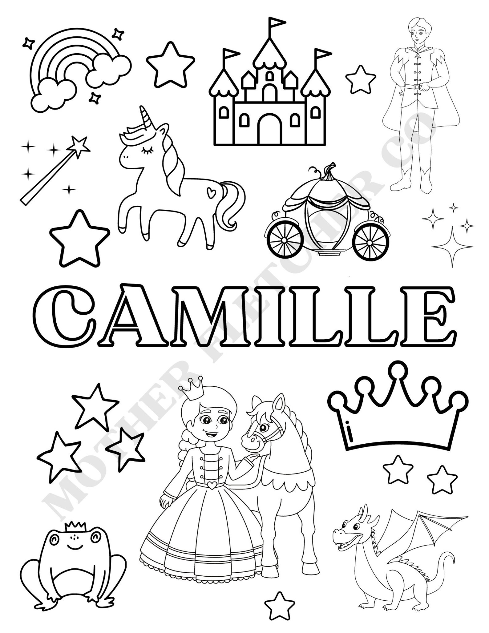 Custom Fairy Tale Coloring Sheet - Etsy