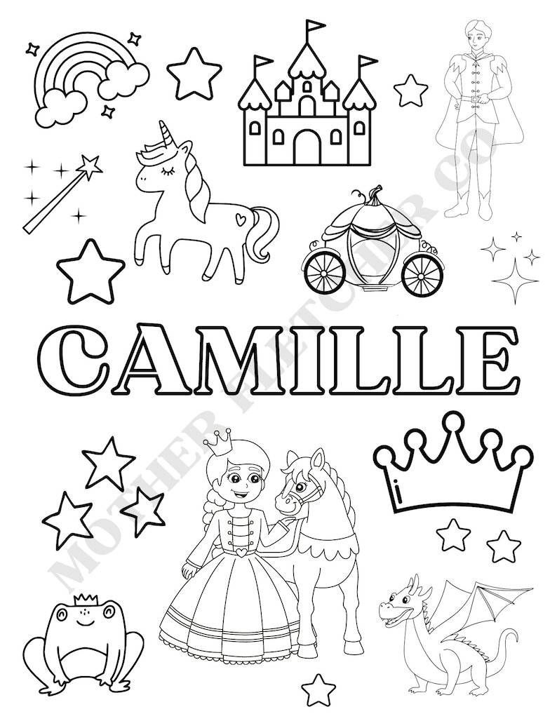 Custom Fairy Tale Coloring Sheet - Etsy