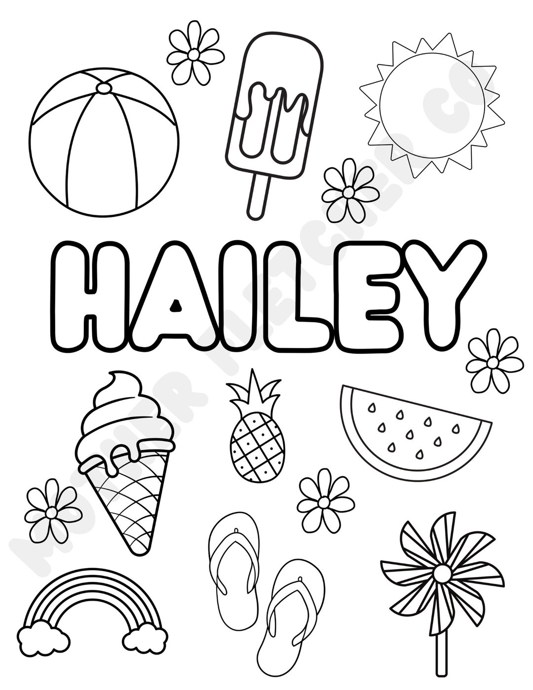Summer Custom Coloring Sheet - Etsy