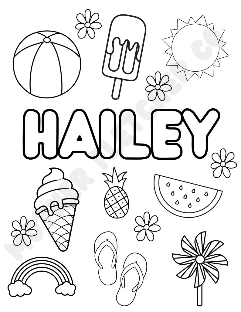 Summer Custom Coloring Sheet - Etsy
