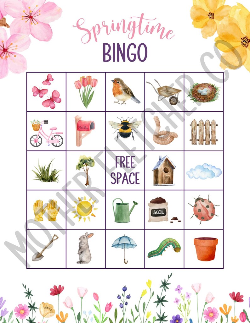 Springtime Bingo Cards - Etsy