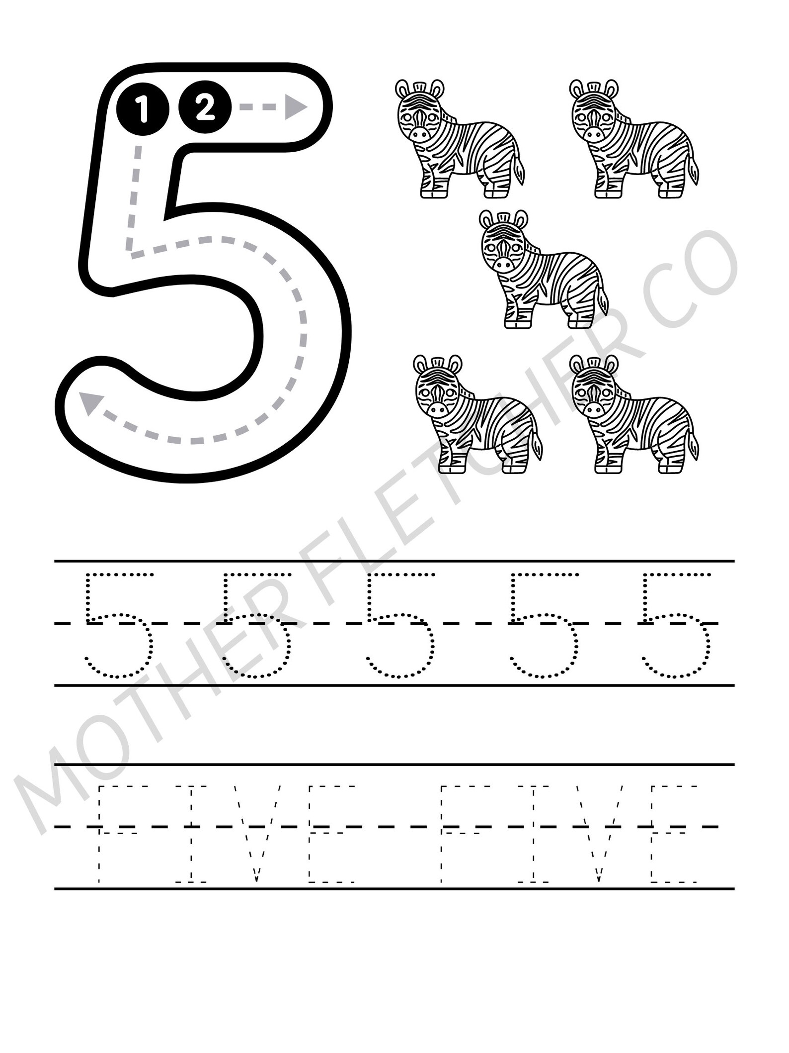 Number Tracing Sheets - Zoo Animals - Etsy