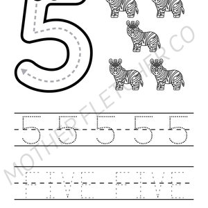 Number Tracing Sheets - Zoo Animals - Etsy