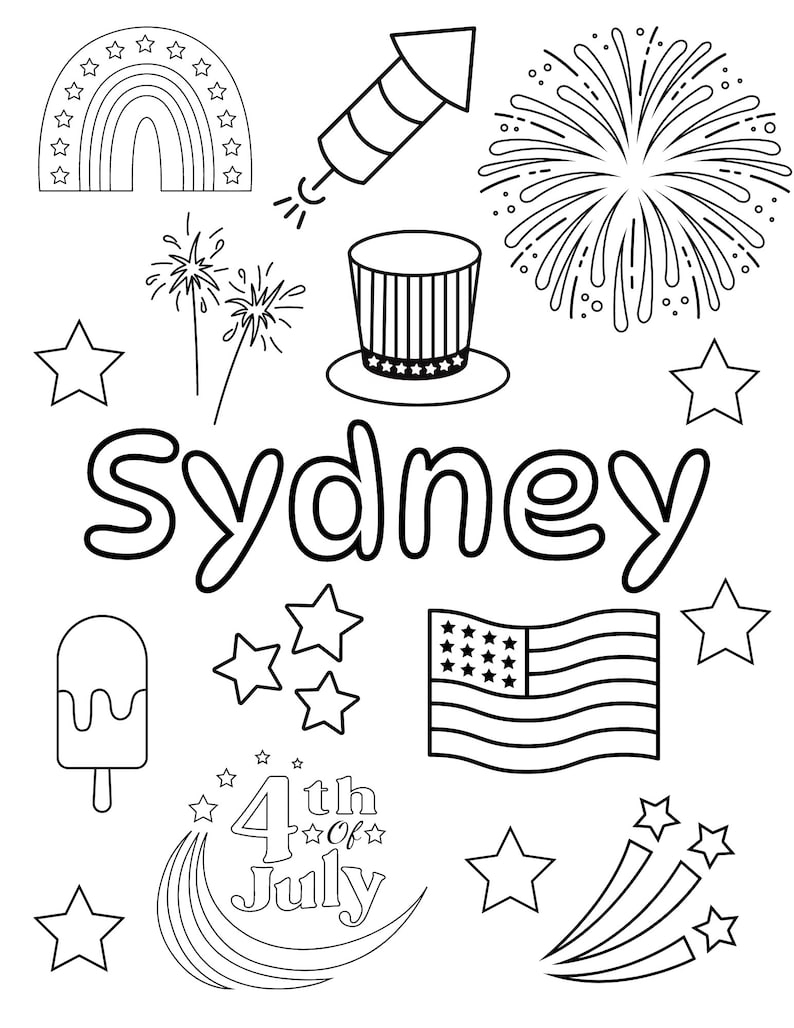 Fourth of July Custom Coloring Sheet - Etsy
