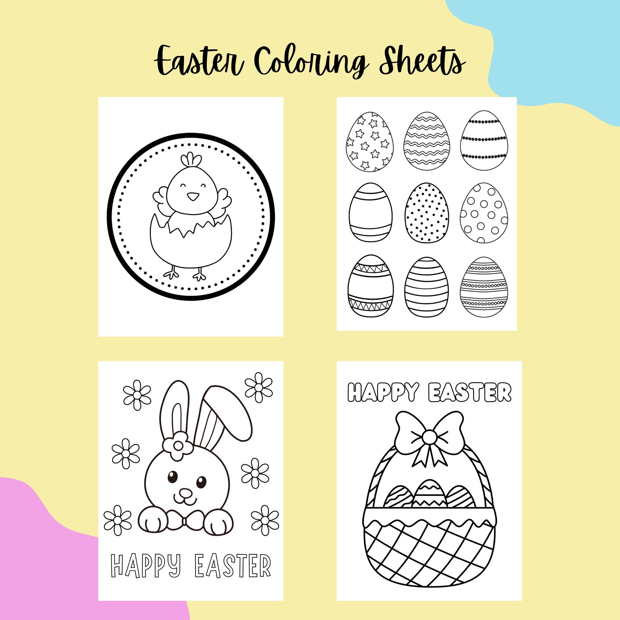 Easter Coloring Sheet Pack - Etsy