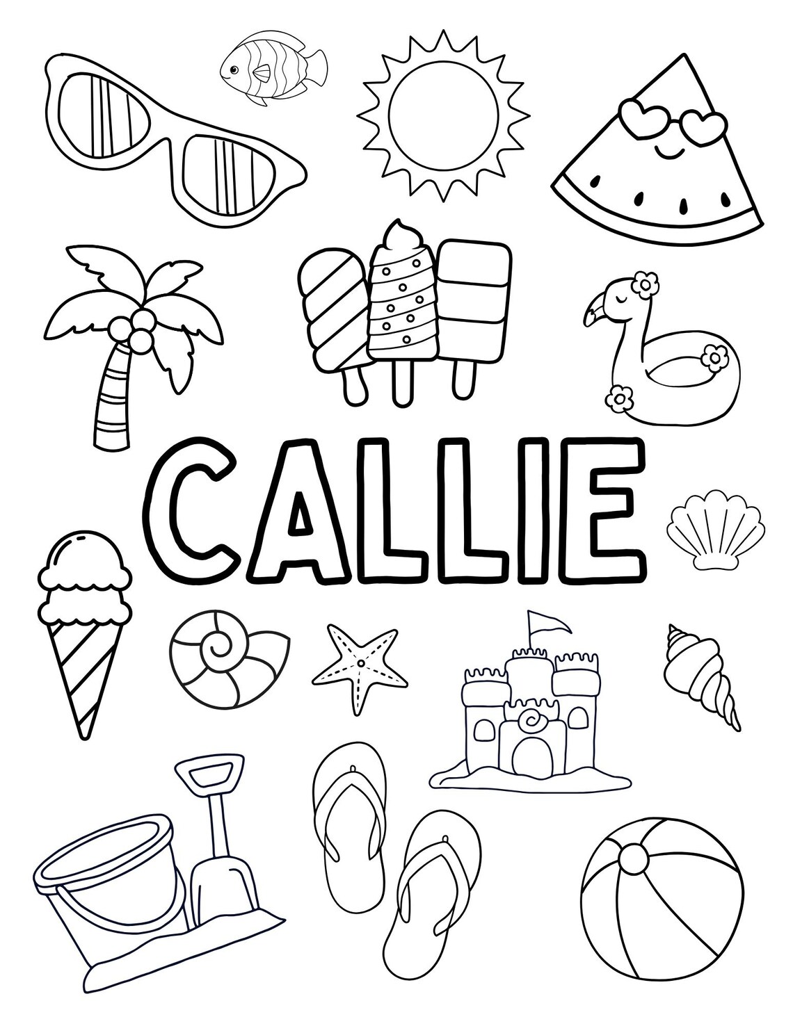Custom Beach Vacation Coloring Page - Etsy