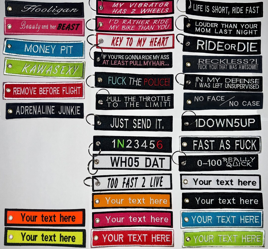 Home Made High Quality Embroidered Custom Jet Tag, Keyring, Keychain ...