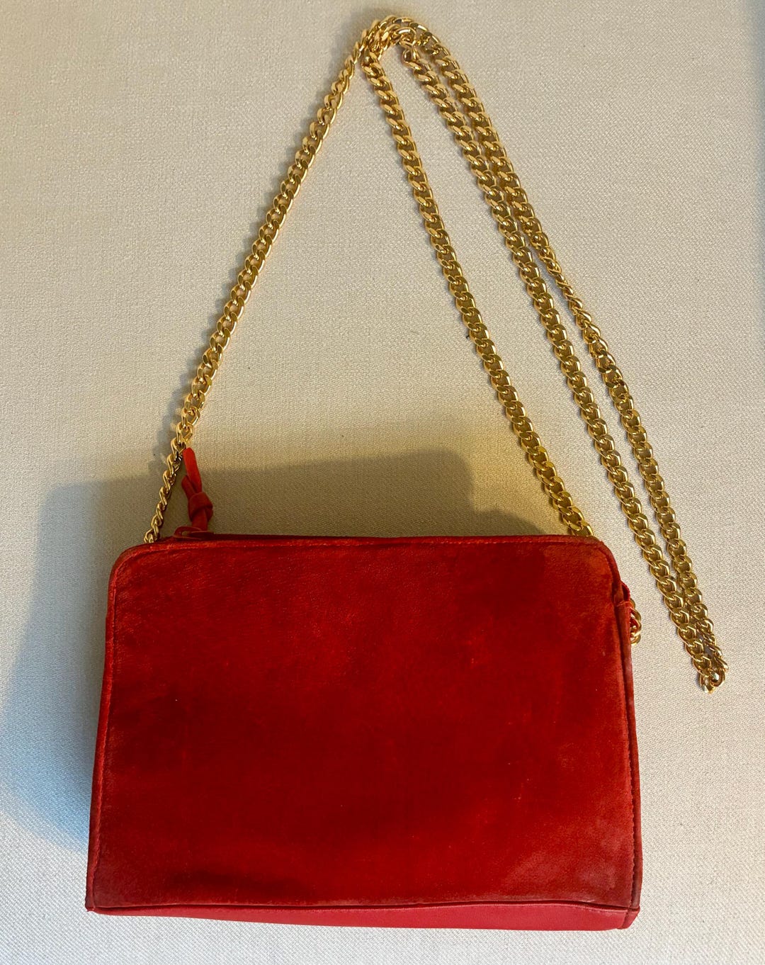 Vintage Red Suede Crossbody Bag, Jennifer Moore Purse, Retro Shoulder ...
