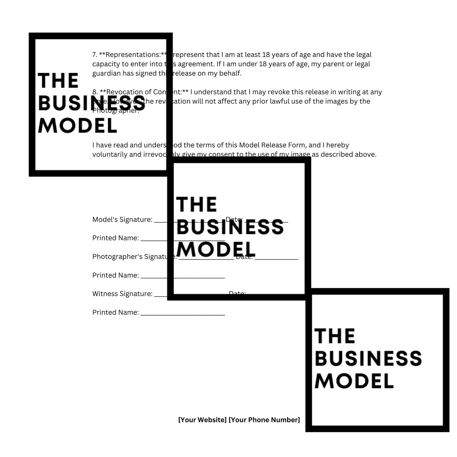 Business Photographer's Model Release Contract Template - Etsy