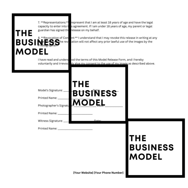 Business Photographer's Model Release Contract Template - Etsy