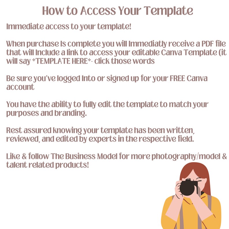 Business Photographer's Model Release Contract Template - Etsy