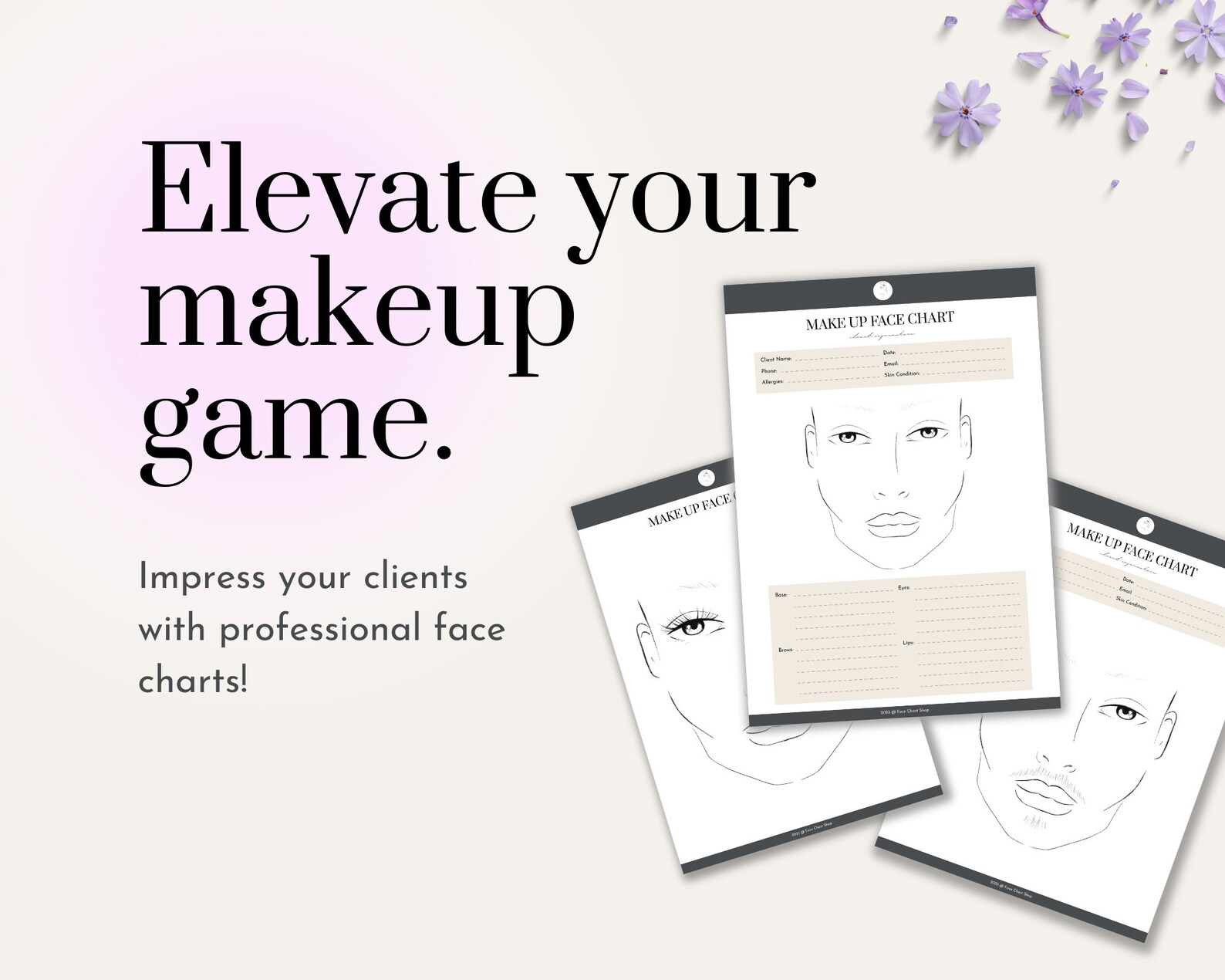 Makeup Artist Face Chart, Printable Makeup Chart, Makeup Consultation ...