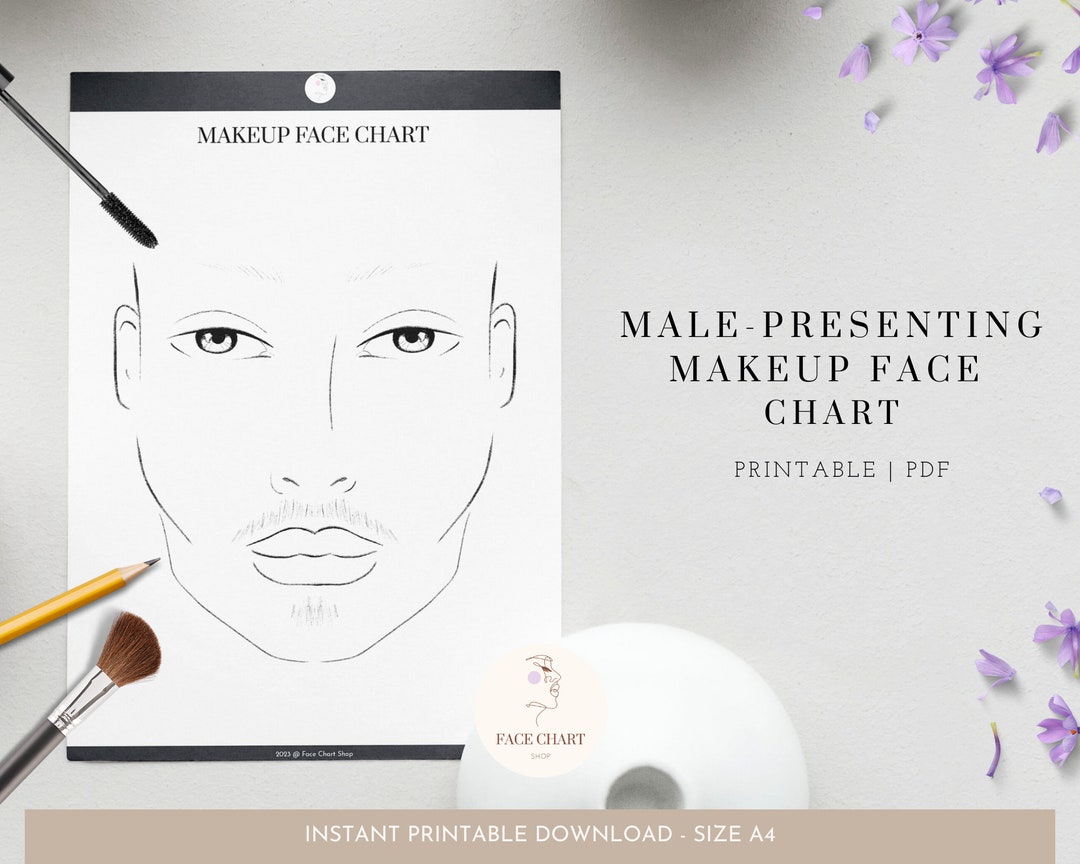 Makeup Artist Face Chart Male, Man Face Chart, Man Makeup Face Chart ...