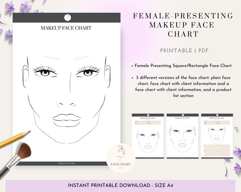 Makeup Artist Face Chart Female Woman Face Chart Makeup Face Chart