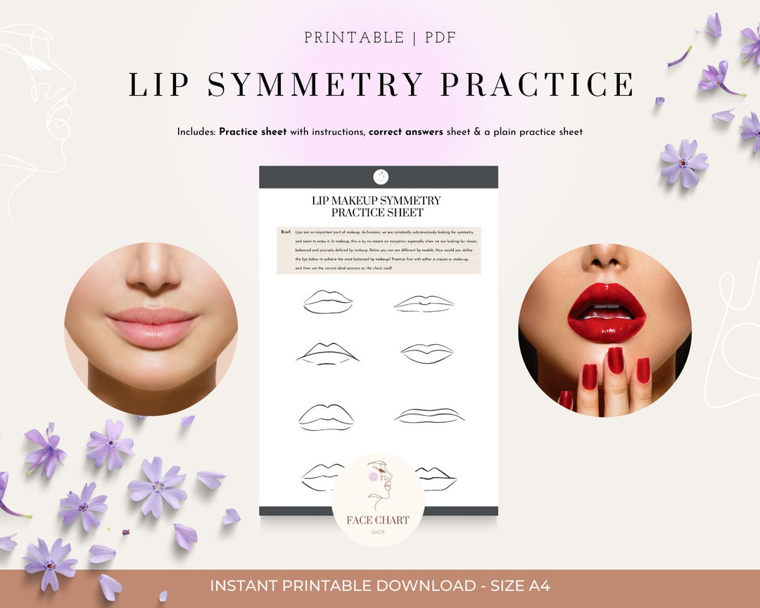 Hoja de práctica de simetría de labios, gráfico facial de artista de ...