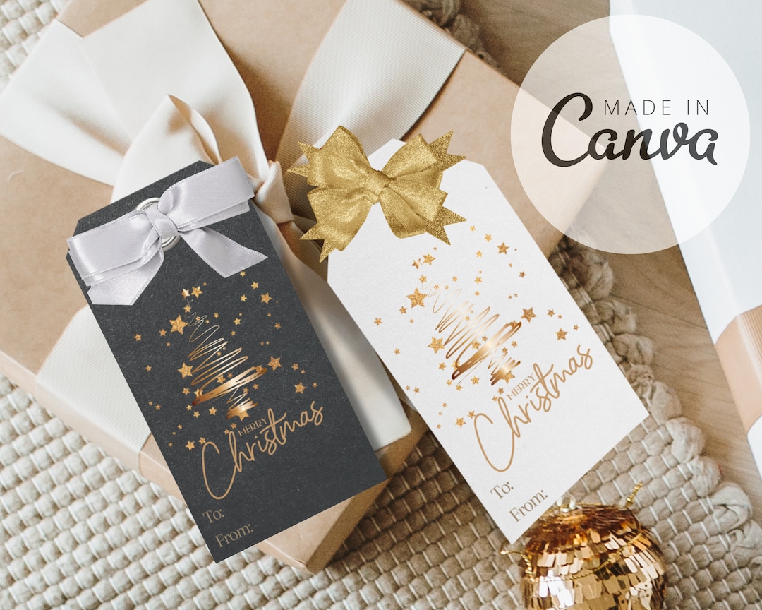 Christmas Tags Gold Tree,gold and Silver Pine Trees,sisal Trees,black ...