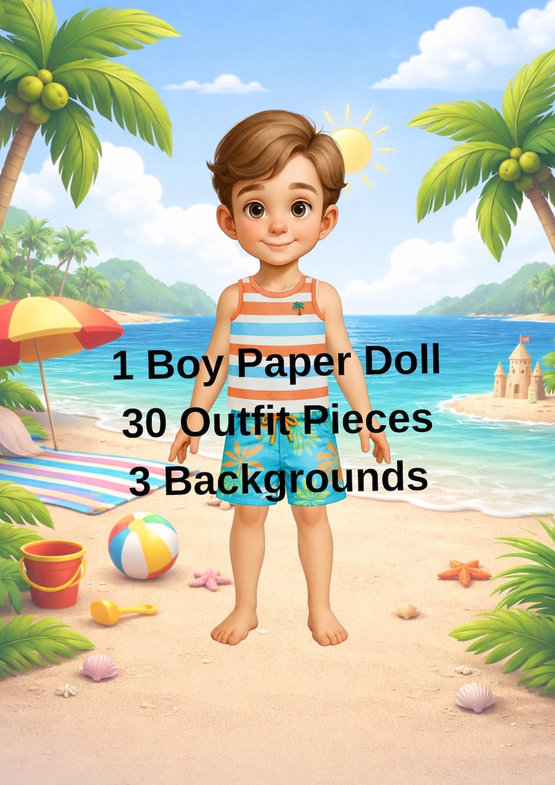 Boy Paper Doll Dress up Printable | Kids Dress up Game | Daily Outfit ...