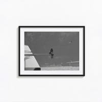Full Moon Flock of Birds Horizontal Art Poster, Beige Minimalistic ...