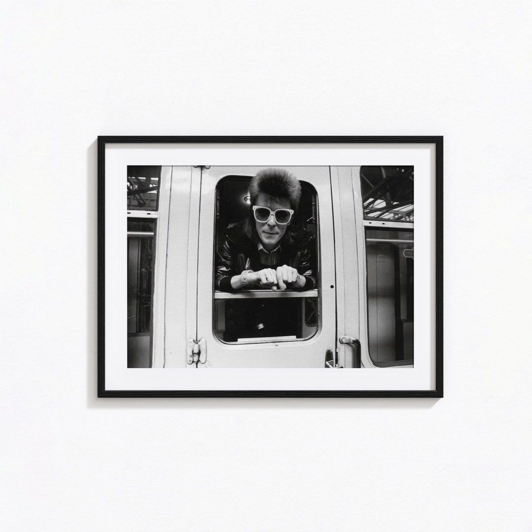 David Bowie Print, Bowie on the Rails Poster, Black and White Wall Art ...