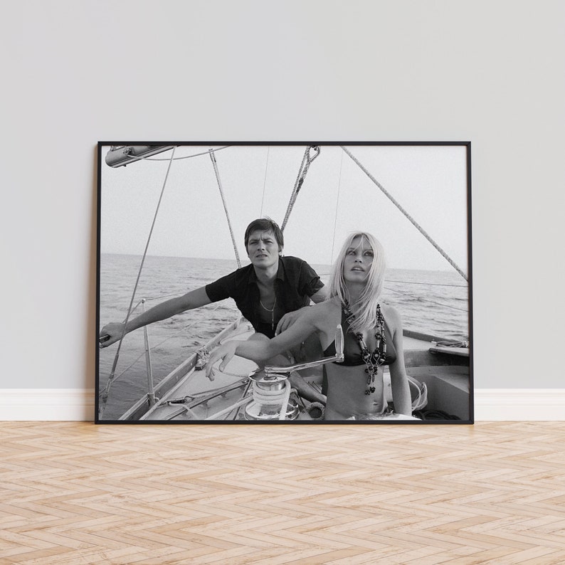 Brigitte Bardot and Alain Delon Print, Hollywood Black and White Wall ...