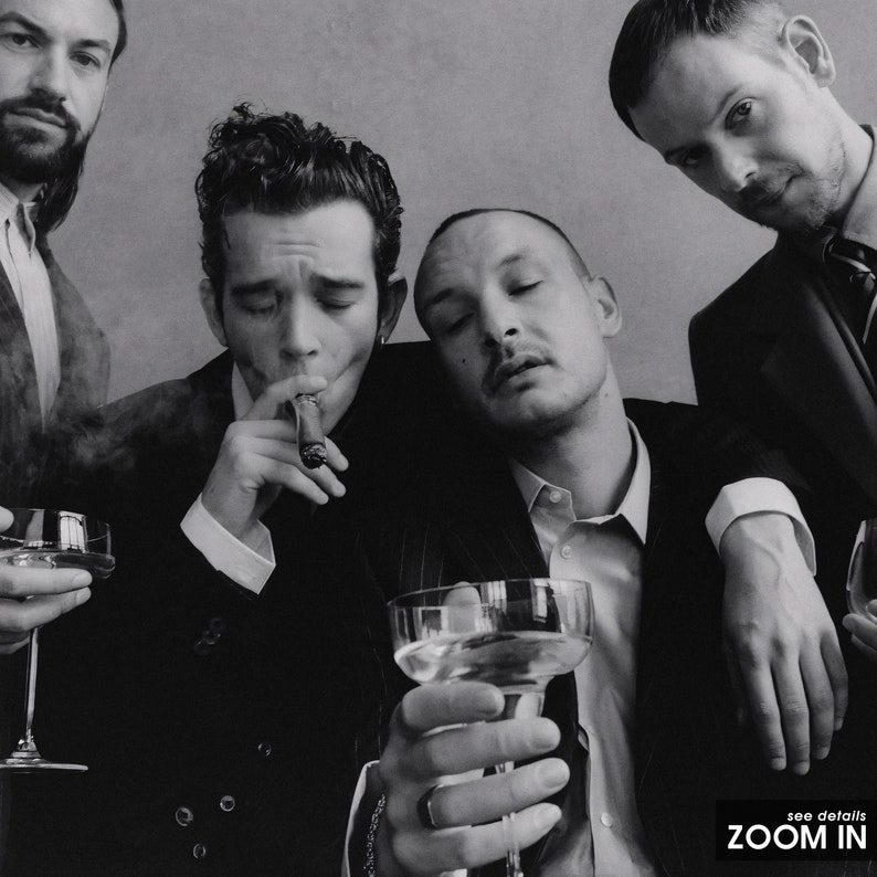 The 1975 Print, Matty Healy Poster, Bar Cart Art Black and White Wall ...