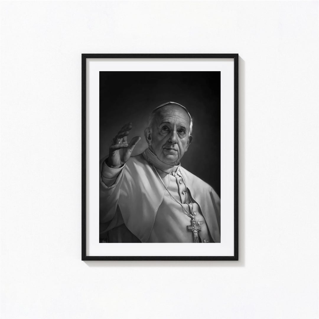 Pope Francis Print, Pope Francis Black and White Wall Art, Catholic ...