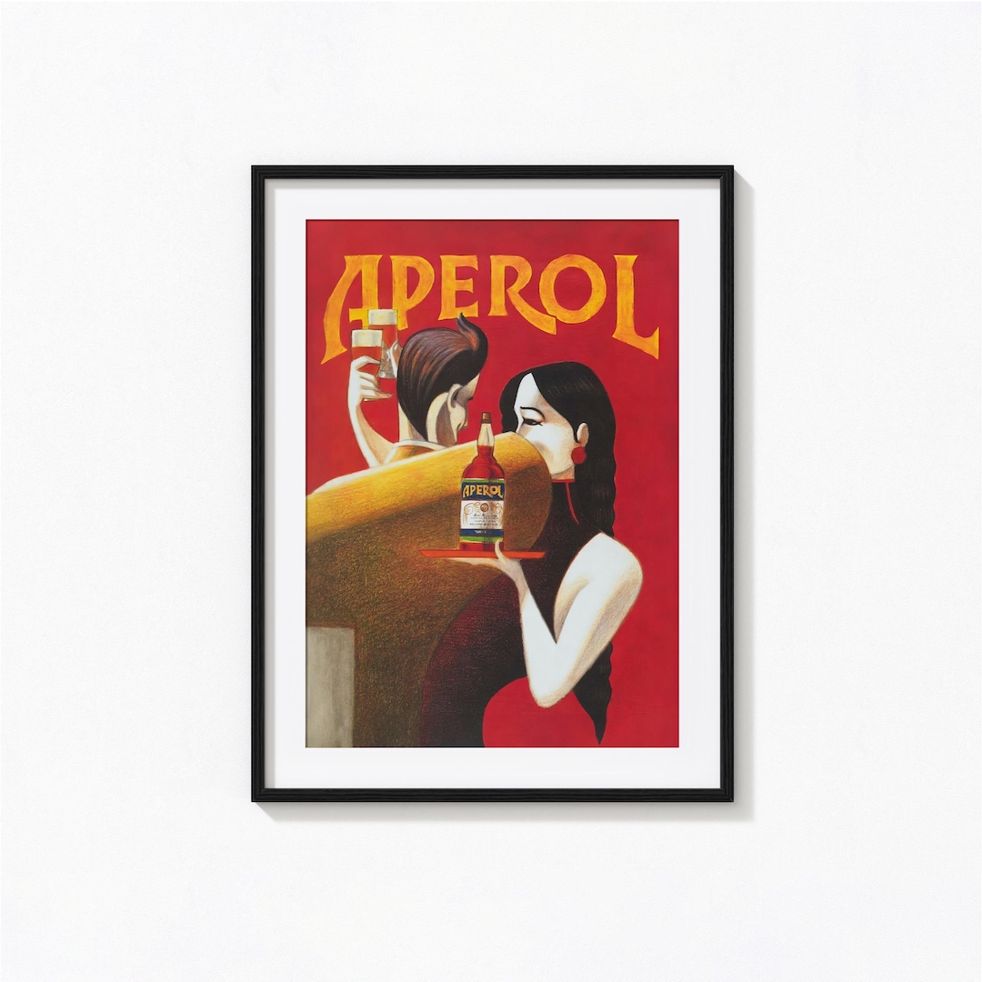Aperol Cocktail Print, Aperol Wall Art Poster, Bar Cart Art, Couple ...