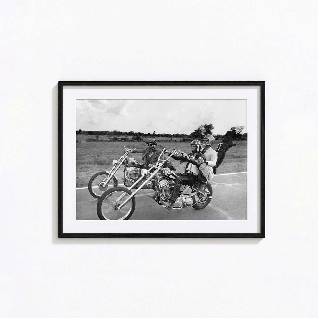 Easy Rider Print, Vintage Motorcycle Poster, Black and White Wall Art ...