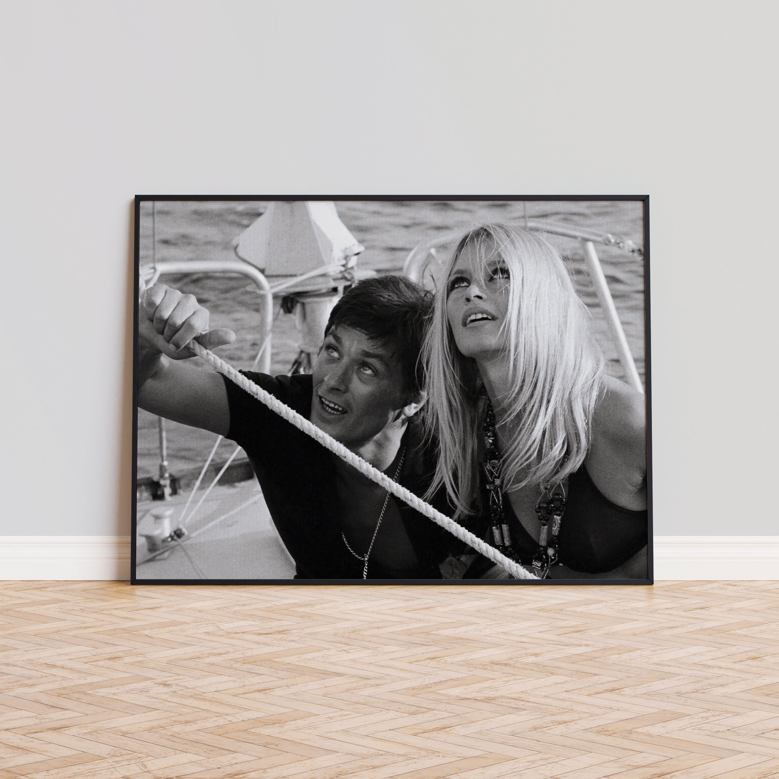 Brigitte Bardot and Alain Delon Print, Hollywood Black and White Wall ...