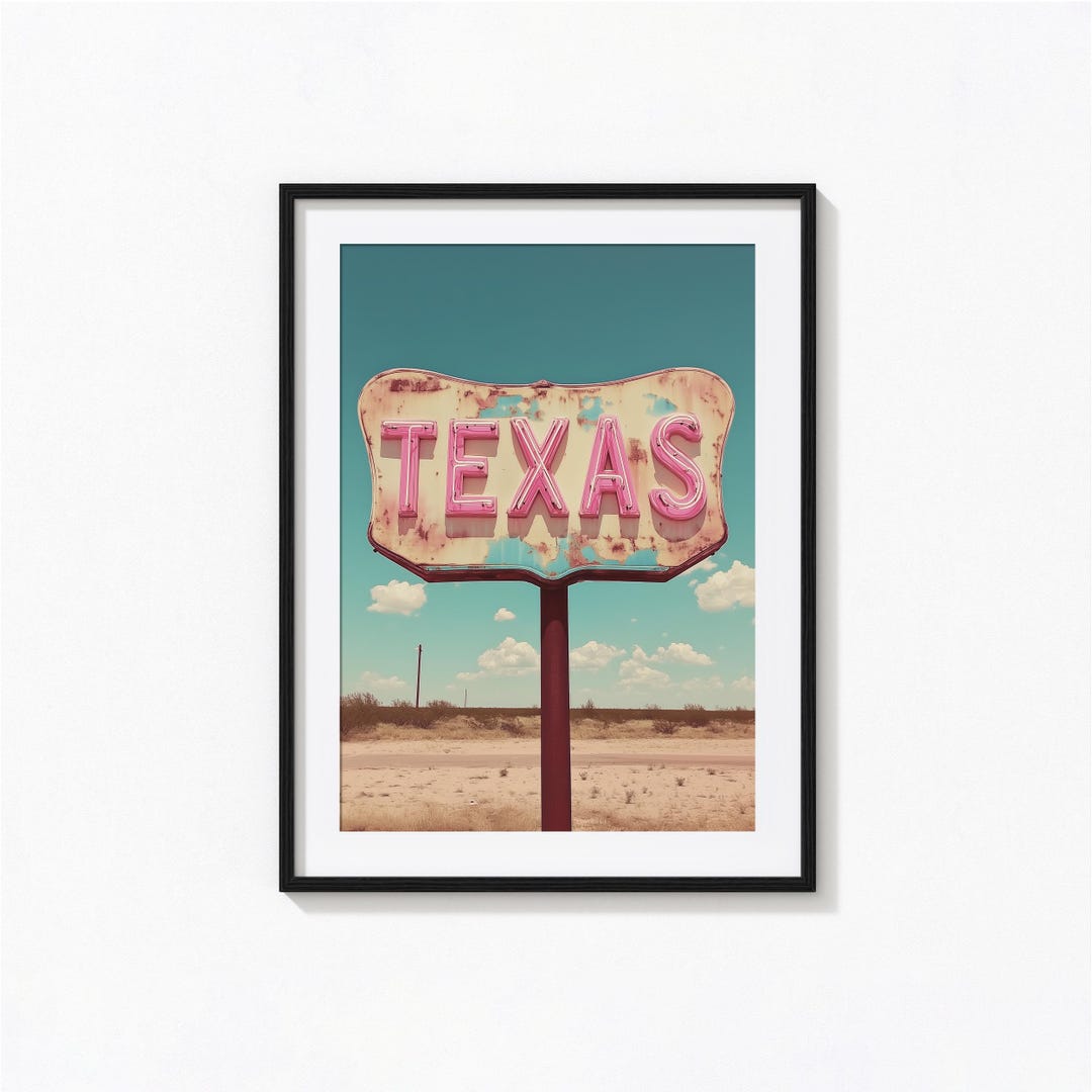 Vintage Texas Sign Print, Texas Sign Wall Art, Vintage Print ...