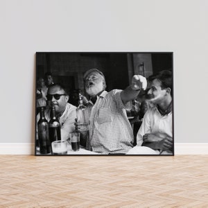 Ernest Hemingway Print, Ernest Hemingway Drinking Black and White Wall ...
