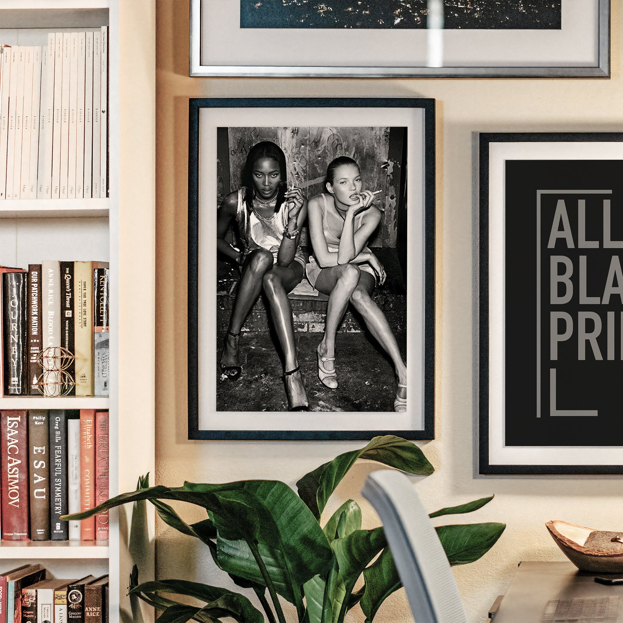 Naomi Campbell and Kate Moss Print, Fashion Poster, Black and White ...