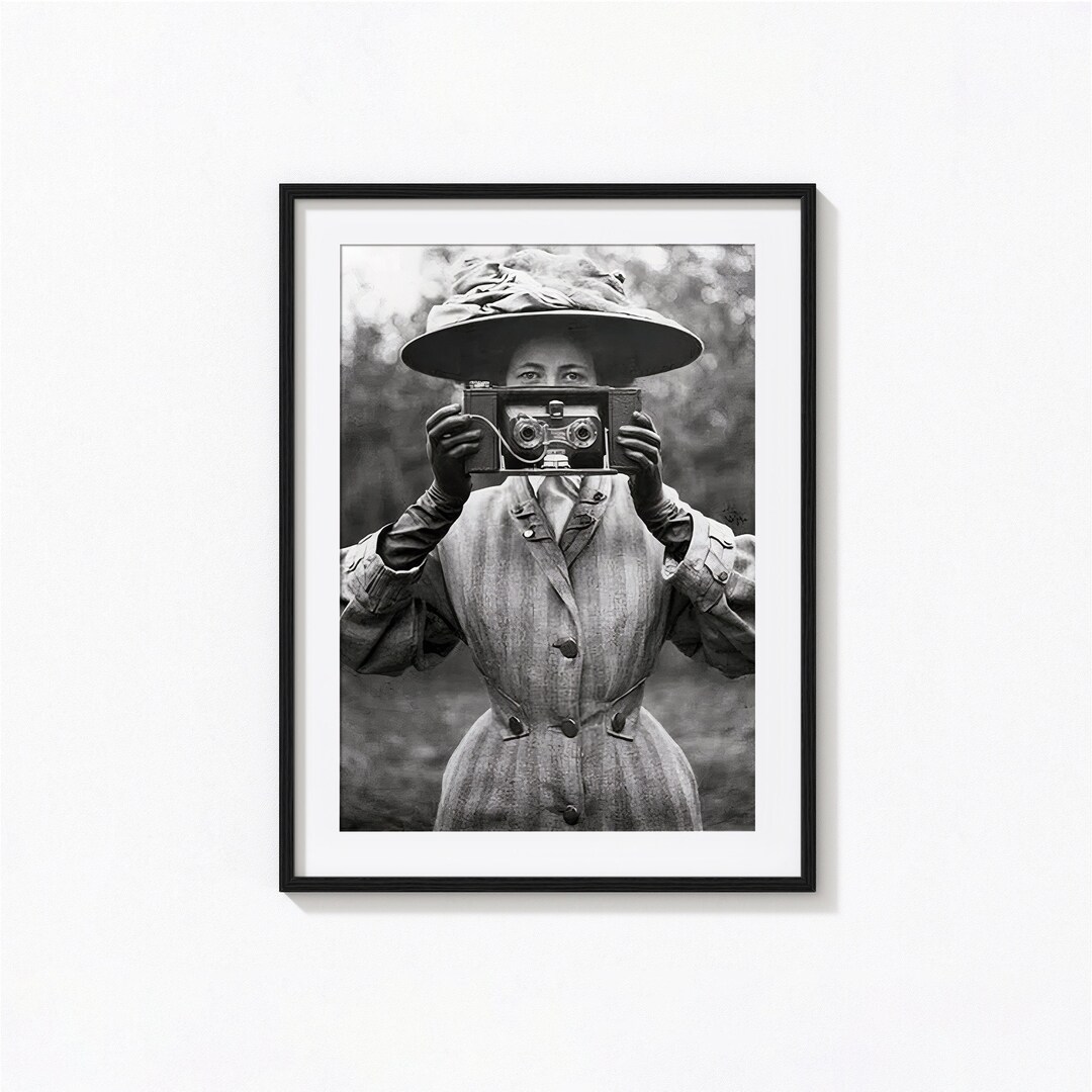 Woman Photographer Print, Vintage Photograph Black and White Wall Art ...