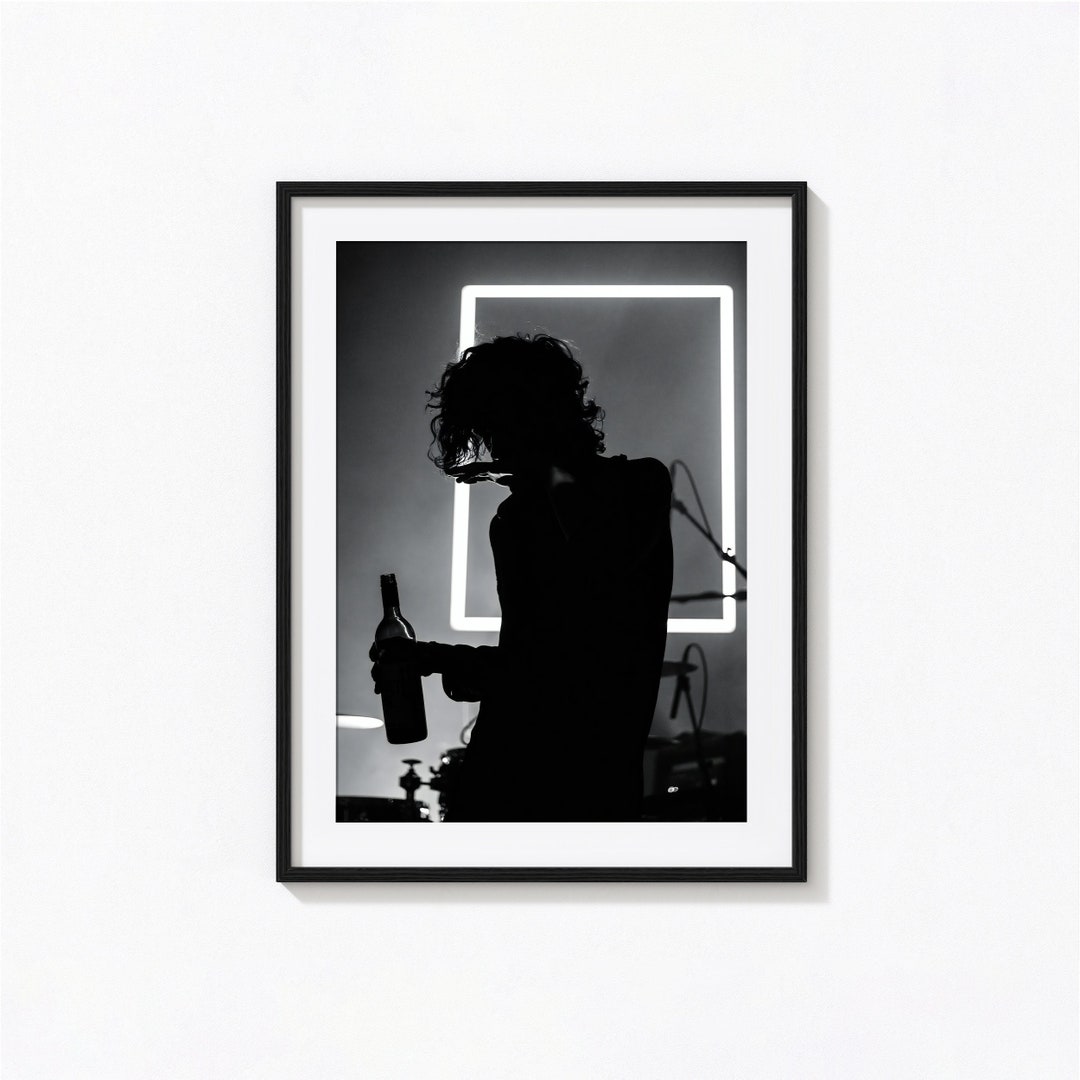 Matty Healy Drinking Beer Print, the 1975, Bar Cart Art Black and White ...